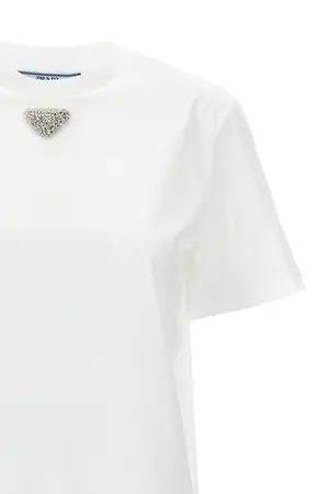 Prada Embellished Triangle Logo Crewneck T-shirt