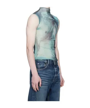 JEAN PAUL GAULTIER Sleeveless Graphic Print Turtleneck