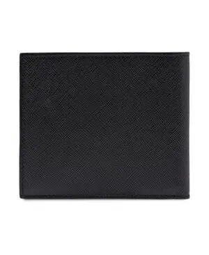Prada Logo Plaque Bifold Wallet - Black