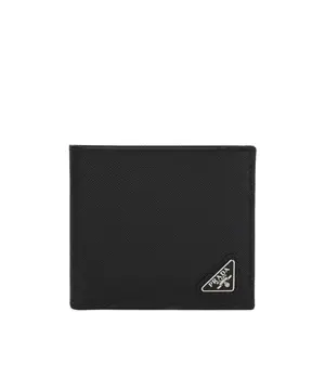 Prada Logo Plaque Bifold Wallet - Black