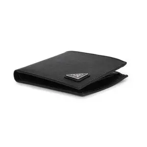 Prada Logo Plaque Bifold Wallet - Black