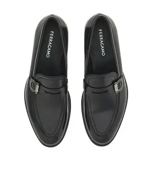 FERRAGAMO Gancini Ornament Loafers - Black