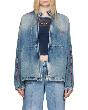 DIESEL® Embroidered Logo Zip-up Jacket - Denim