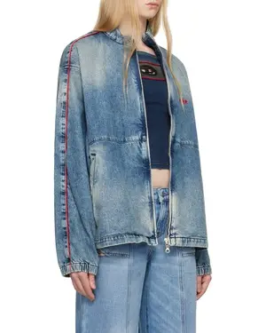 DIESEL® Embroidered Logo Zip-up Jacket - Denim