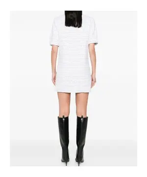 Alessandra Rich Sequin Tweed Mini Dress With Bow Detail