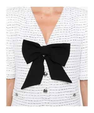 Alessandra Rich Sequin Tweed Mini Dress With Bow Detail