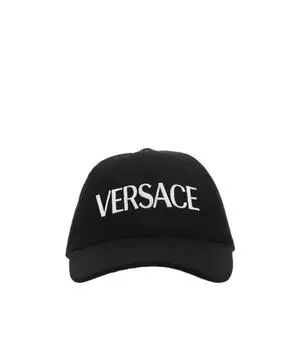 Versace Logo Embroidered Baseball Cap - Black
