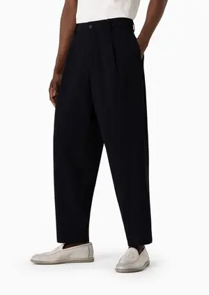 Giorgio Armani Single-pleat Tapered Leg Trousers - Black