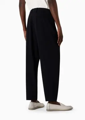 Giorgio Armani Single-pleat Tapered Leg Trousers - Black