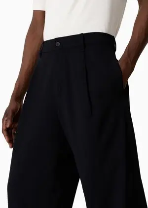 Giorgio Armani Single-pleat Tapered Leg Trousers - Black