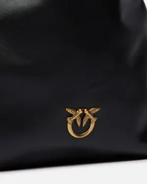Pinko Leather Drawstring Shoulder Bag - Black