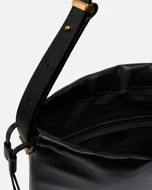 Pinko Leather Drawstring Shoulder Bag - Black