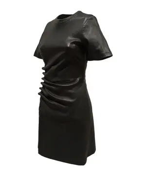 Rabanne Gathered Leather Mini Dress