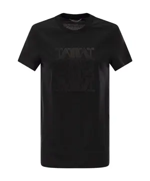 Max Mara Crewneck Short-sleeved T-shirt With Logo Detail - Black