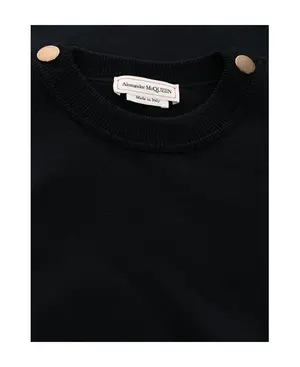Alexander McQueen Rib Knit Button Shoulder Mini Dress