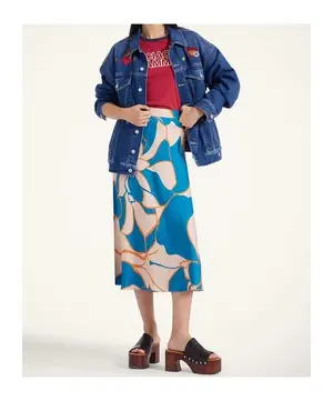 La DoubleJ X Mother Collection Silk Twill Midi Skirt