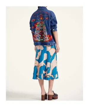 La DoubleJ X Mother Collection Silk Twill Midi Skirt