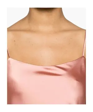Herno Spaghetti Strap Satin Ruched Tank Top - Pink