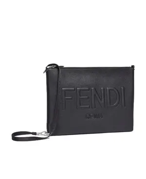 Fendi Roma Logo Embossed Zipped Pouch