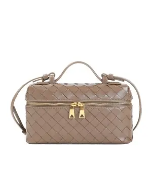 Bottega Veneta Bottega Veneta Mini Intricciato Leather Vanity Case Pine Cone