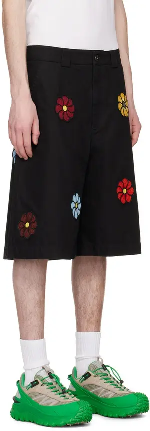 Moncler X Jw Anderson Floral Embroidered Cotton Gabardine Shorts