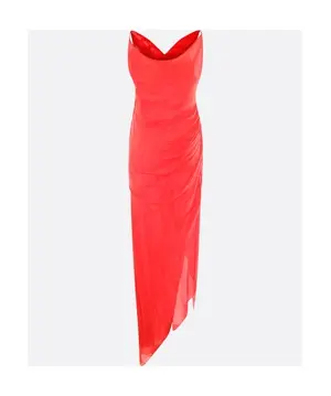 Blumarine Butterfly Crepe Asymmetrical Maxi Dress