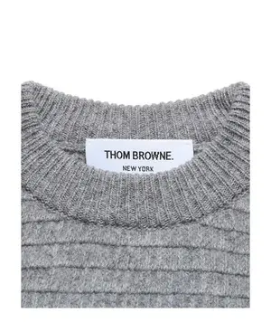 Thom Browne Long-sleeved Pullover Sweater - Light Gray