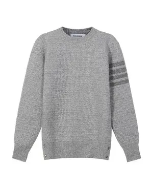 Thom Browne Long-sleeved Pullover Sweater - Light Gray