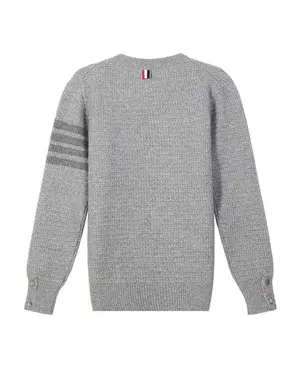 Thom Browne Long-sleeved Pullover Sweater - Light Gray