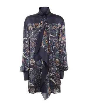 Sacai Printed Silk Dress - Black