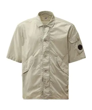 C.P. COMPANY Chrome-r Short Sleeve Overshirt - Gray