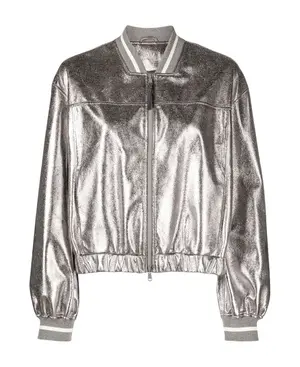 Brunello Cucinelli Metallic Zipped Bomber Jacket