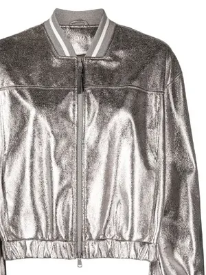 Brunello Cucinelli Metallic Zipped Bomber Jacket
