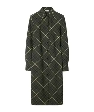 Burberry Checkered Long Sleeve Shirt Dress - Swamp