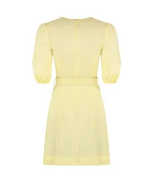 YVES SALOMON Belted Short-sleeve Dress