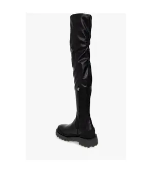 Off-White Round Toe Thigh High Boots