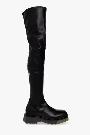 Off-White Round Toe Thigh High Boots