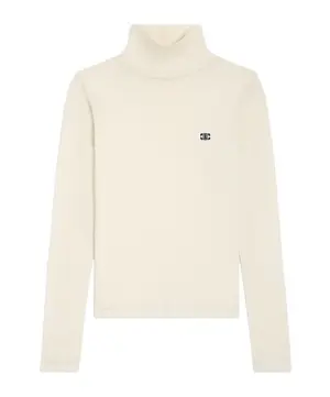 Celine Wool Jersey Turtleneck With Triumph Embroidery
