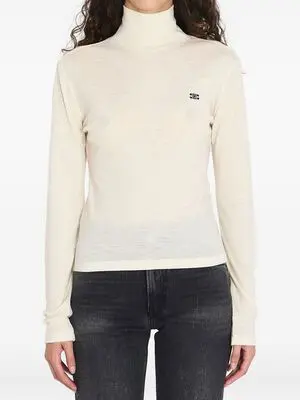 Celine Wool Jersey Turtleneck With Triumph Embroidery