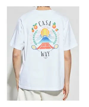 Casablanca Logo Printed Crewneck T-shirt - White