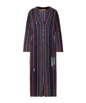 Missoni Sequin-embellished Striped Crochet-knit Cardigan - Black