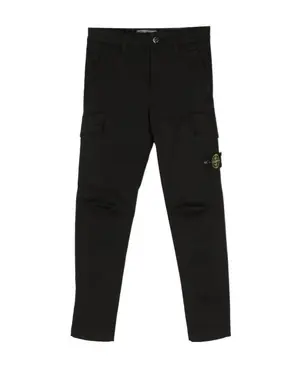Stone Island Compass Motif Cargo Trousers - Black