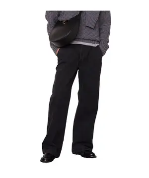 Officine Générale Wide Leg Jeans With Double Open-thread Details - Dark Grey