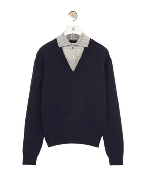 Loewe Trompe L'oeil Jumper - Navy/gray