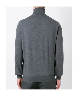Brunello Cucinelli Long Sleeve Ribbed Turtleneck Jumper - Grey