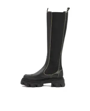 GANNI Knee High Chelsea Boots - Black