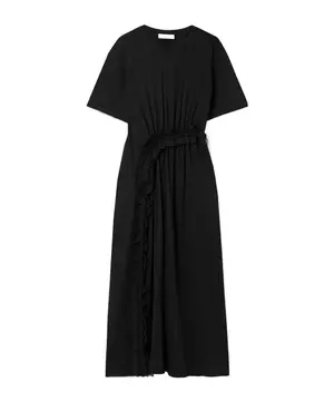 Ulla Johnson Round Neck Midi Dress With Ribbon Trim