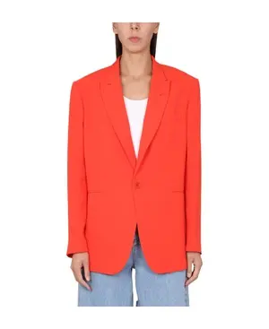 Aspesi Single-breasted Blazer With Lapel - Orange