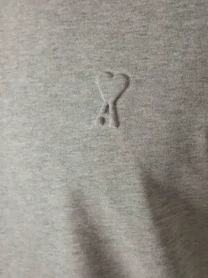 AMI Paris Logo Embossed Crewneck T-shirt - Heather Gray