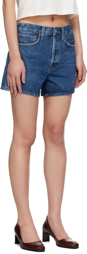 AGOLDE High Waisted Denim Shorts - Blue